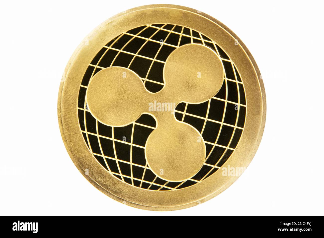 The back face of the digital ripple coin isolated on a white background ...