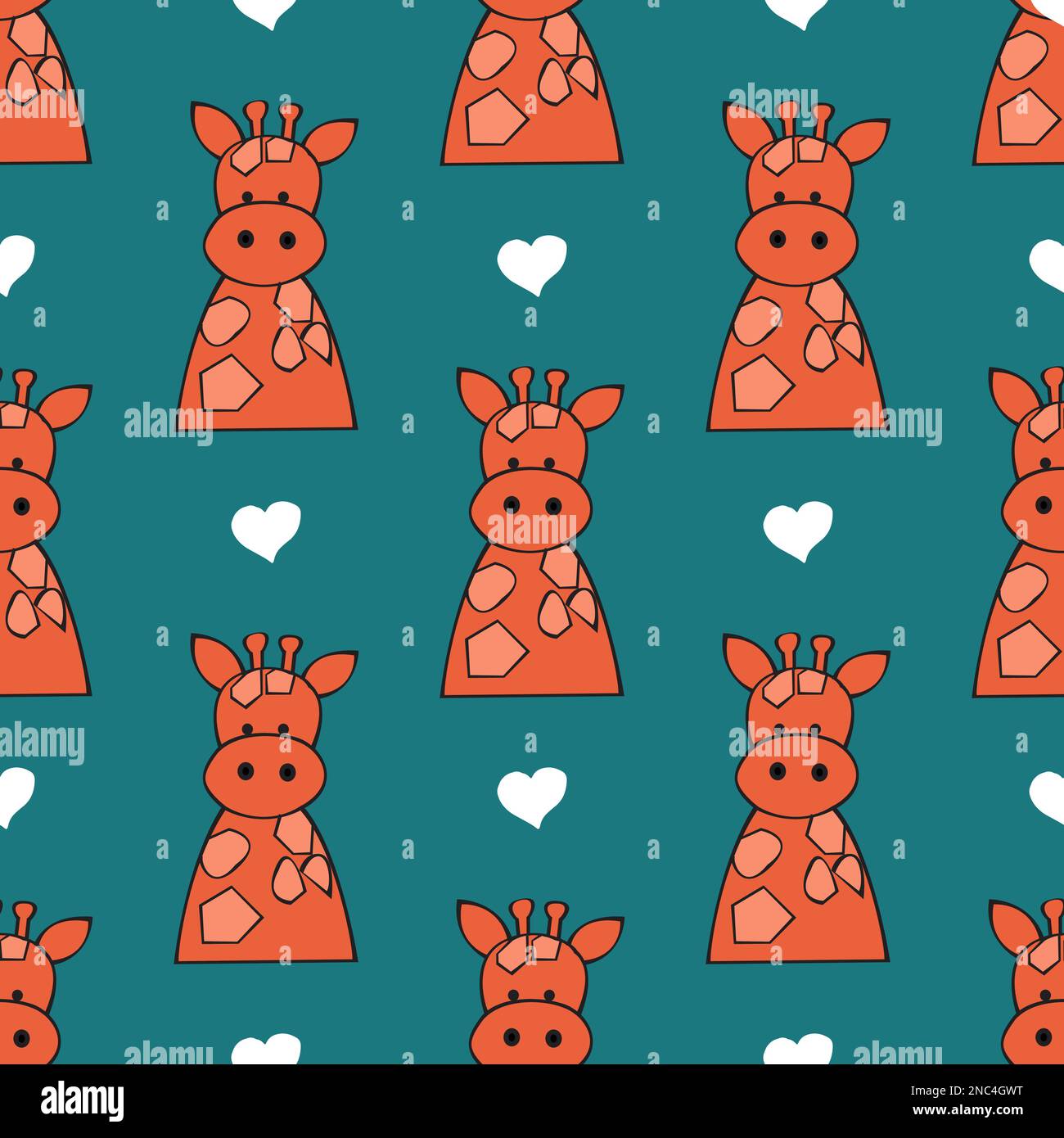 Funny seamless pattern with cartoon giraffe - vector illustration Stock ...