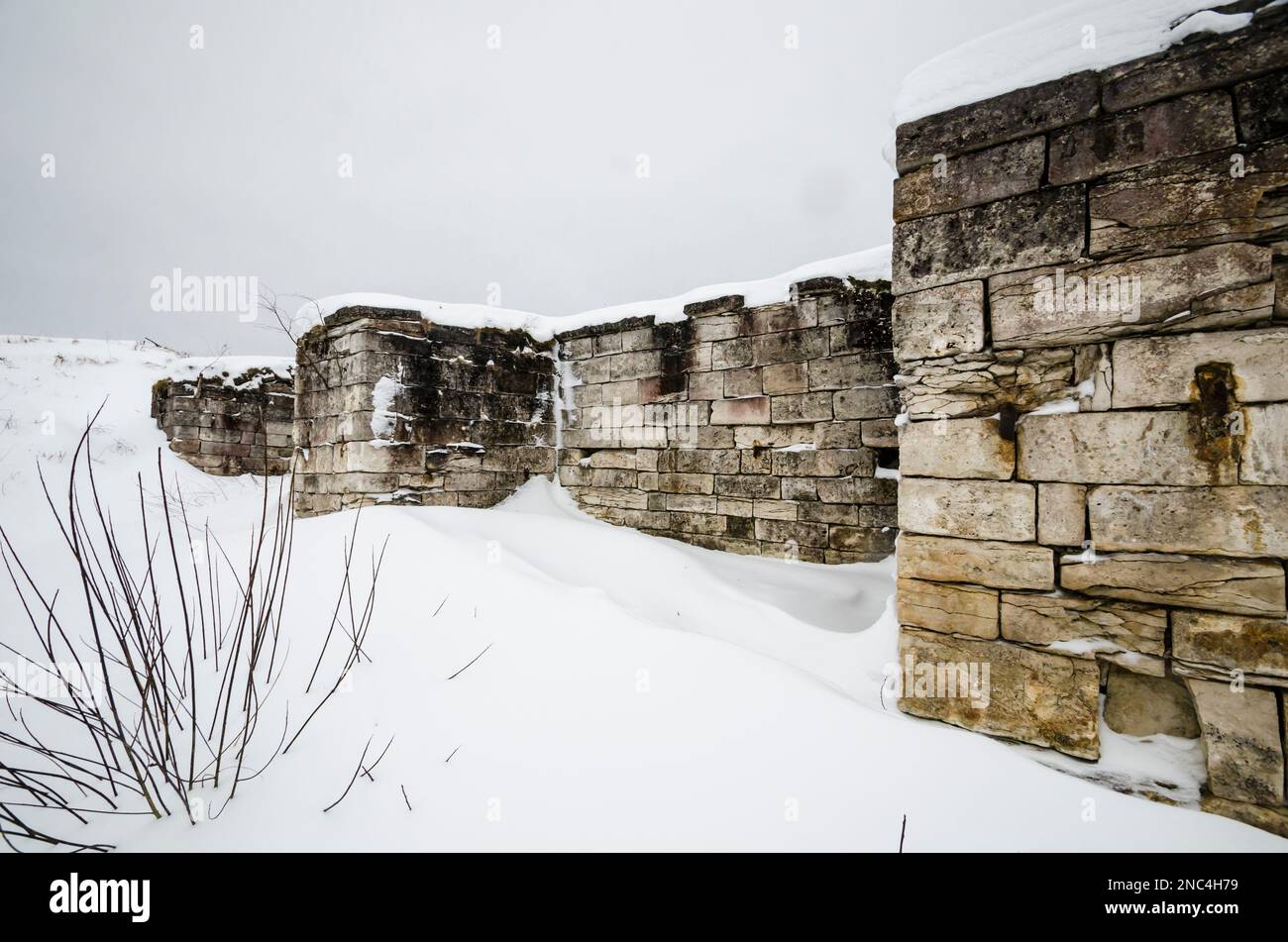 Buttresses in a stone fortress. Fortification. Novodvinskaya Bastion ...