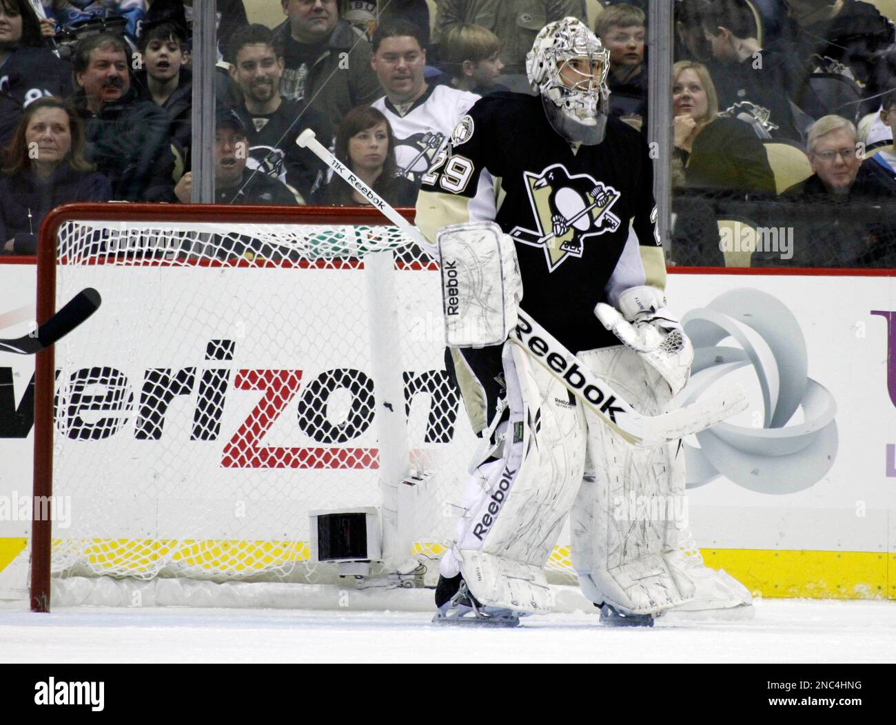 Pittsburgh Penguins goalie Marc-Andre Fleury (29) plays in the NHL ...