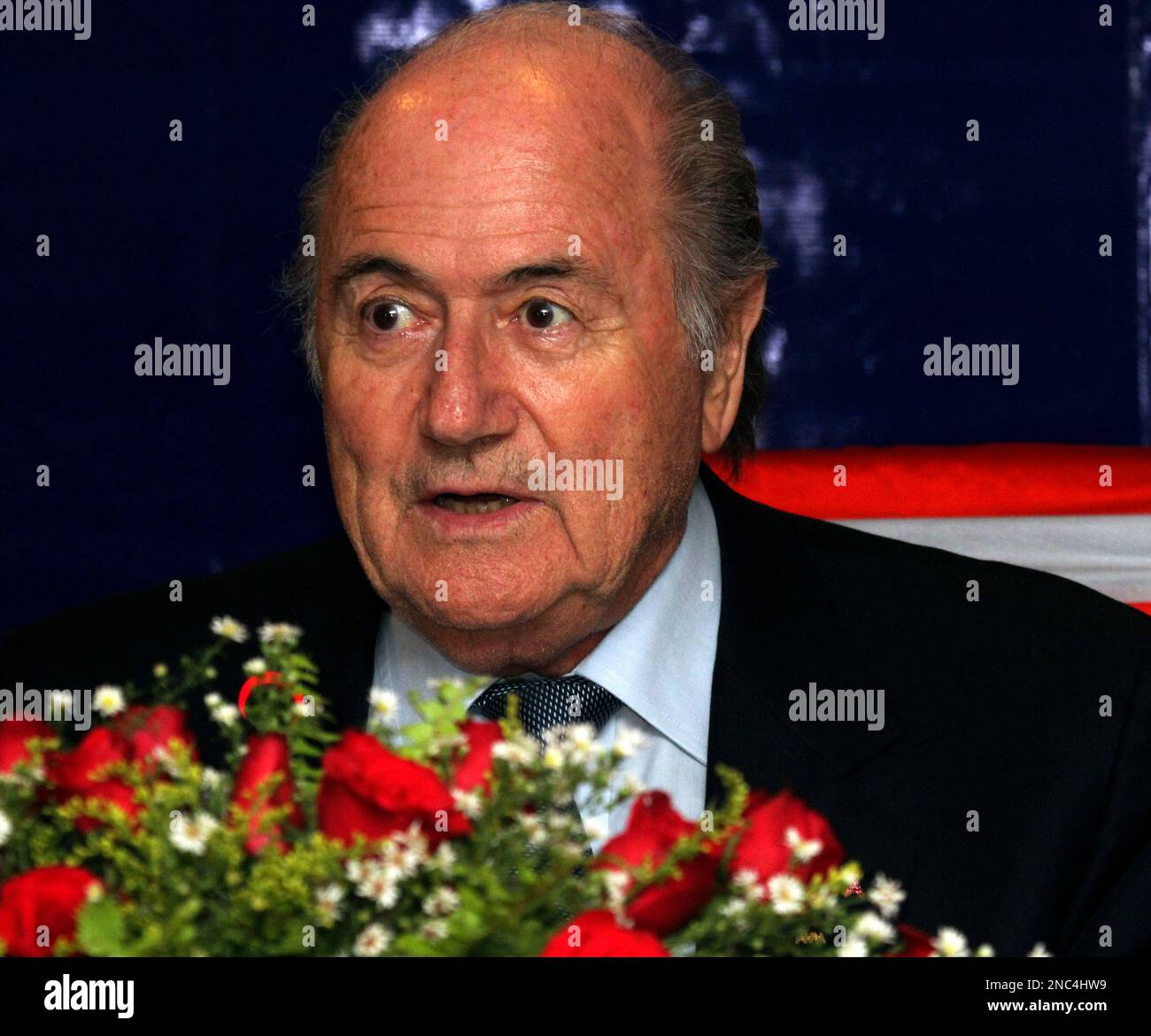 Fifa President Sepp Blatter Speaks During A Press Conference In Yangon