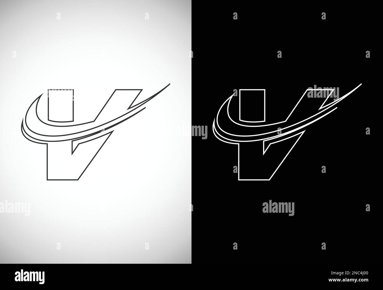Initial letter V with a swoosh line art-style logo. Modern vector ...