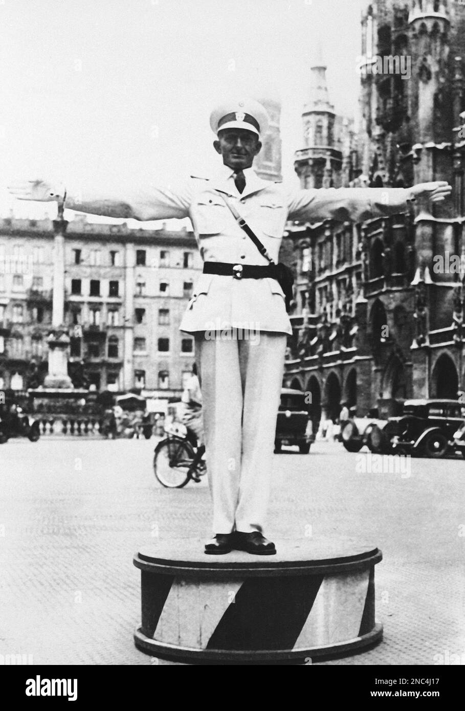 Munich traffic police wear a new white uniform in Munich, Sept. 5, 1934 ...