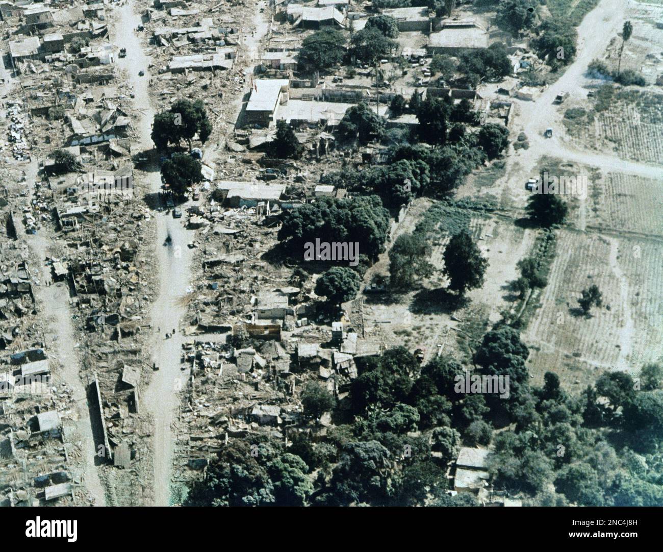 This was the scene of destruction as viewed by a low-flying aircraft ...