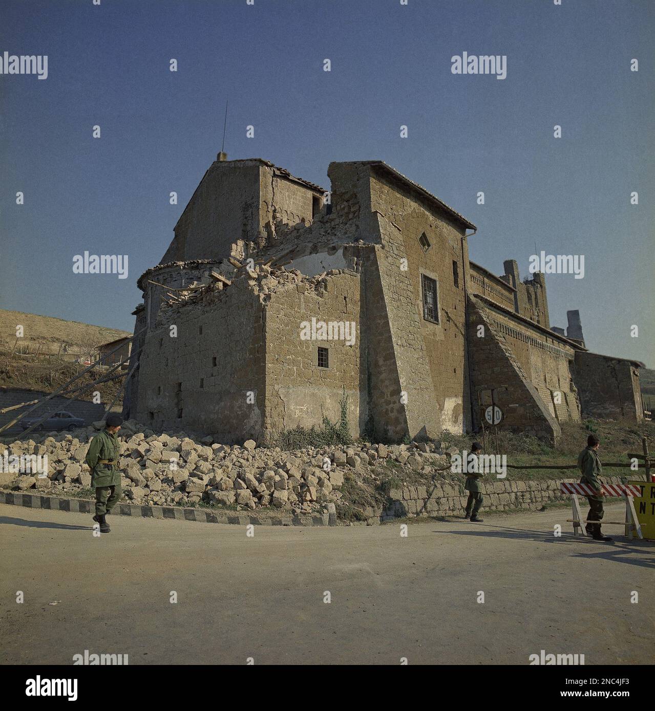 Facade and apse of Tuscania’s famed Romanesque church of St. Peter’s on ...