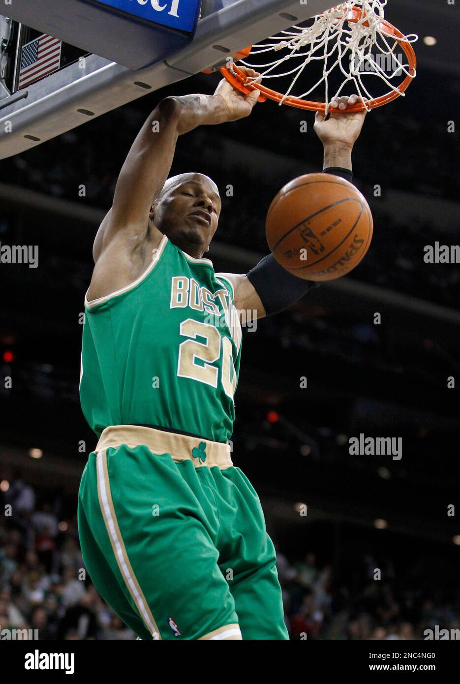 Boston Celtics' Ray Allen dunks during the fourth quarter of an NBA ...