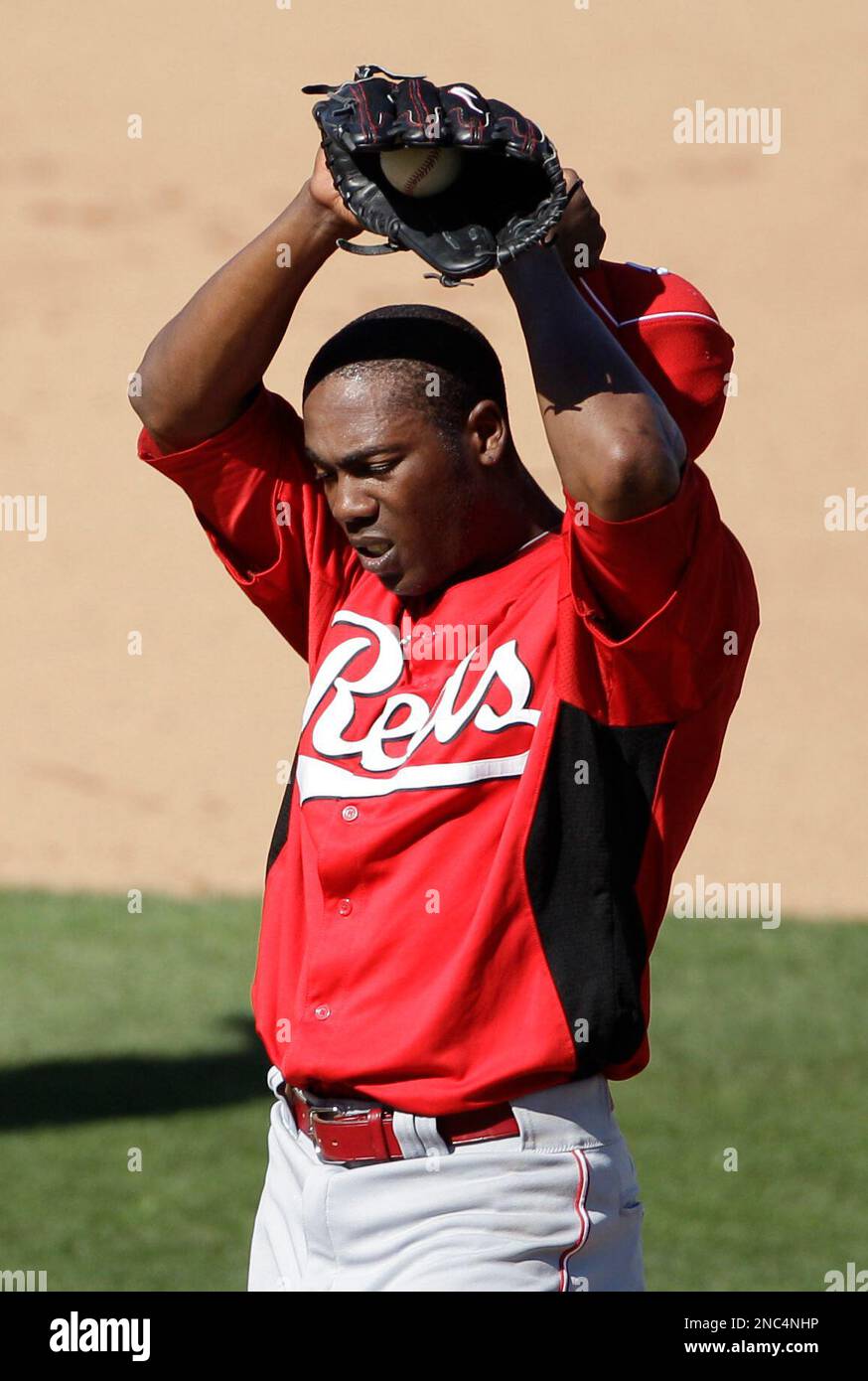 Cincinnati Reds pitcher Aroldis Chapman during their spring training ...