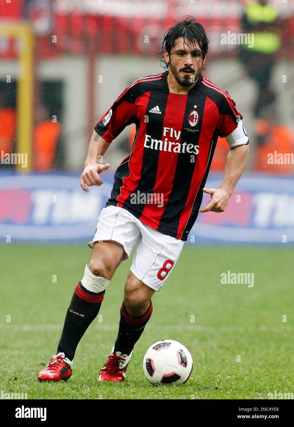 AC Milan midfielder Gennaro Gattuso controls the ball during the Serie ...