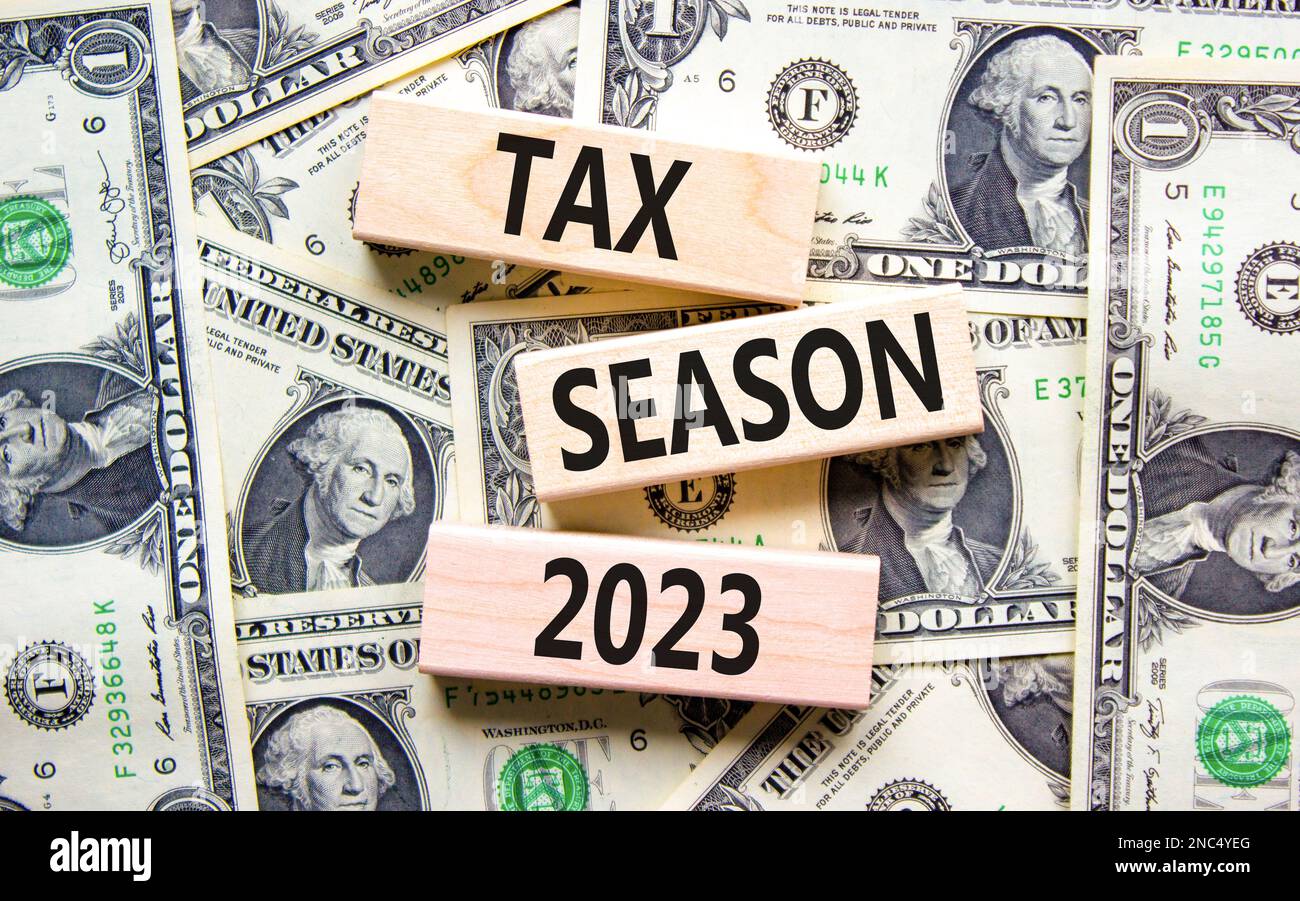 Tax season 2023 symbol. Concept words Tax season 2023 on wooden blocks ...