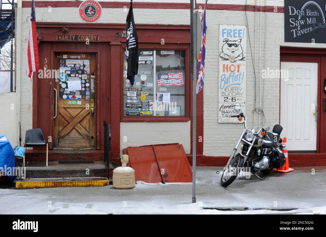 In a March 10, 2011 photo, Don Birch's Sawmill Tavern advertises a free ...