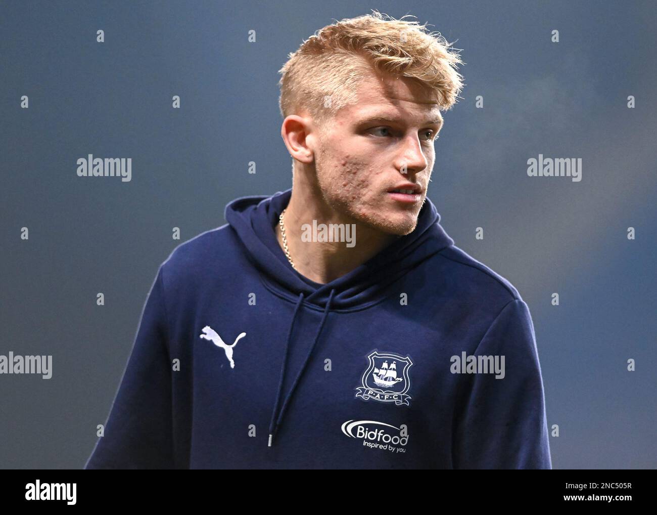 Plymouth Argyle defender Saxon Earley (24) walks on and inspect the ...