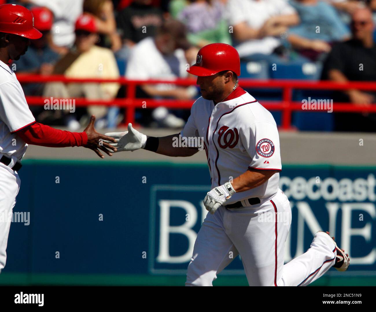 Washington Nationals OF Laynce Nix (20) hits a home run in a spring ...