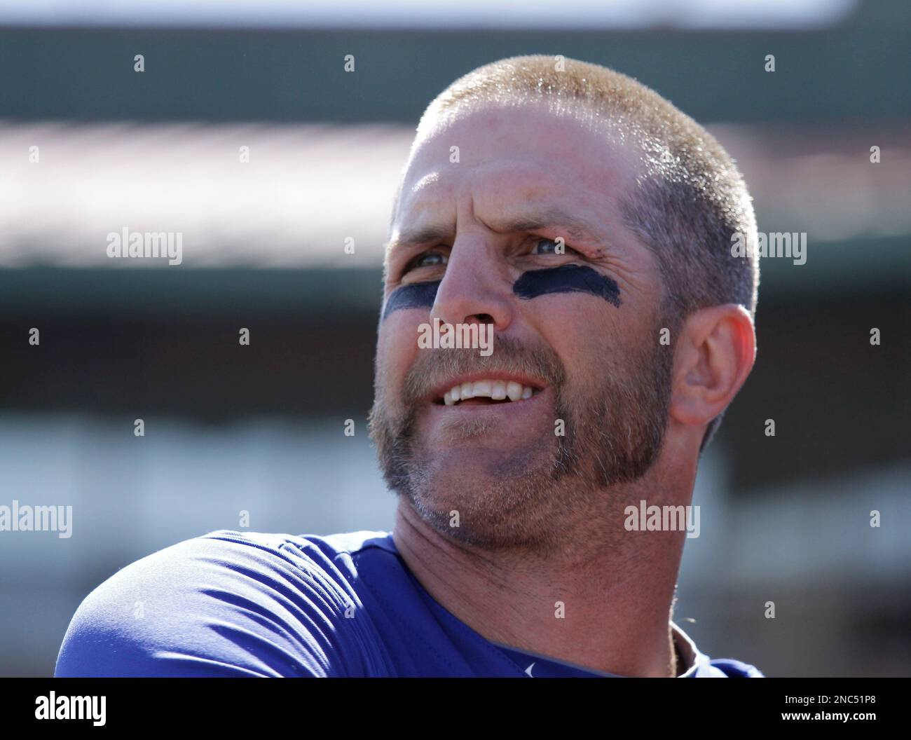Los Angeles Dodgers third baseman Casey Blake in the dugout before ...
