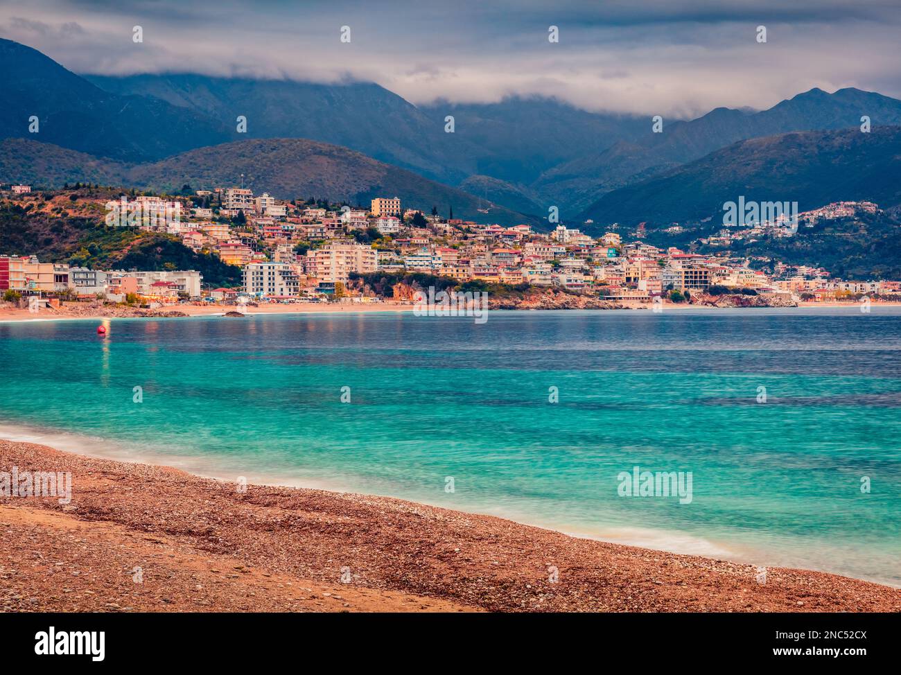 Captivating spring view of Potam Public beach. Amazing morning seascape ...