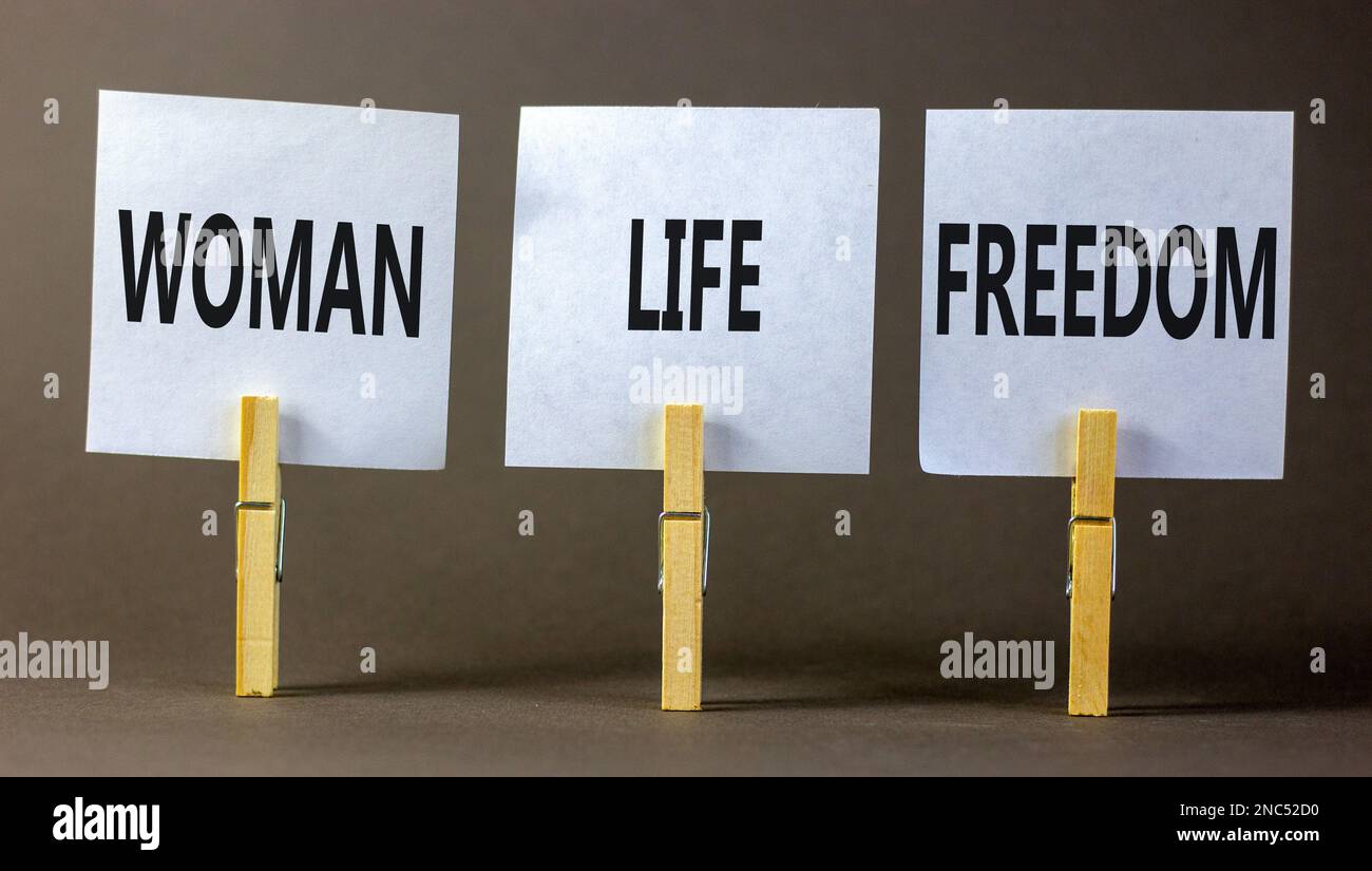 Woman life freedom symbol. Concept words Woman Life Freedom on white ...