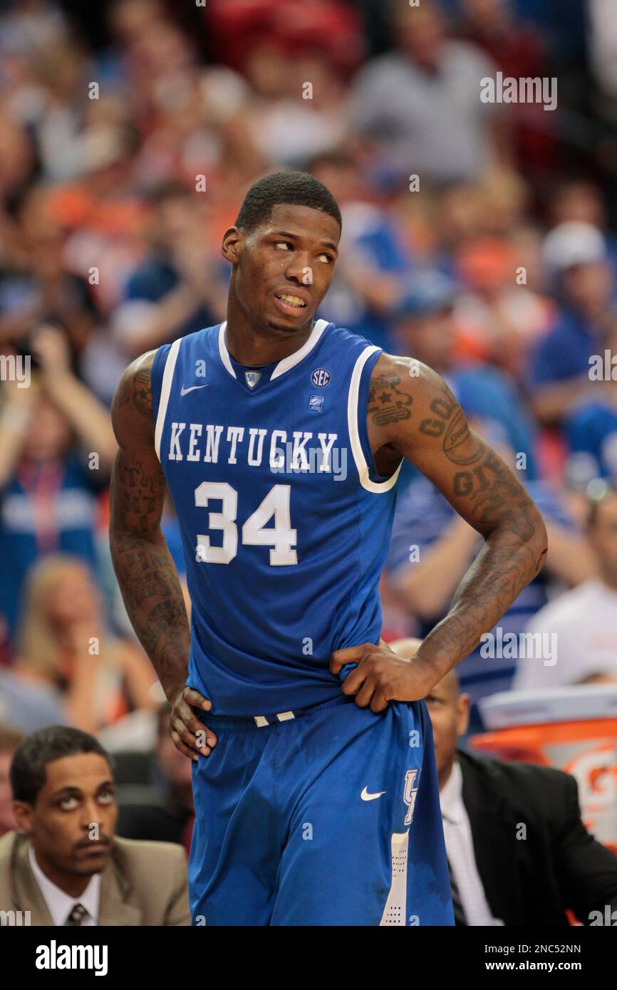Kentucky guard DeAndre Liggins (34) walks off he court during the ...