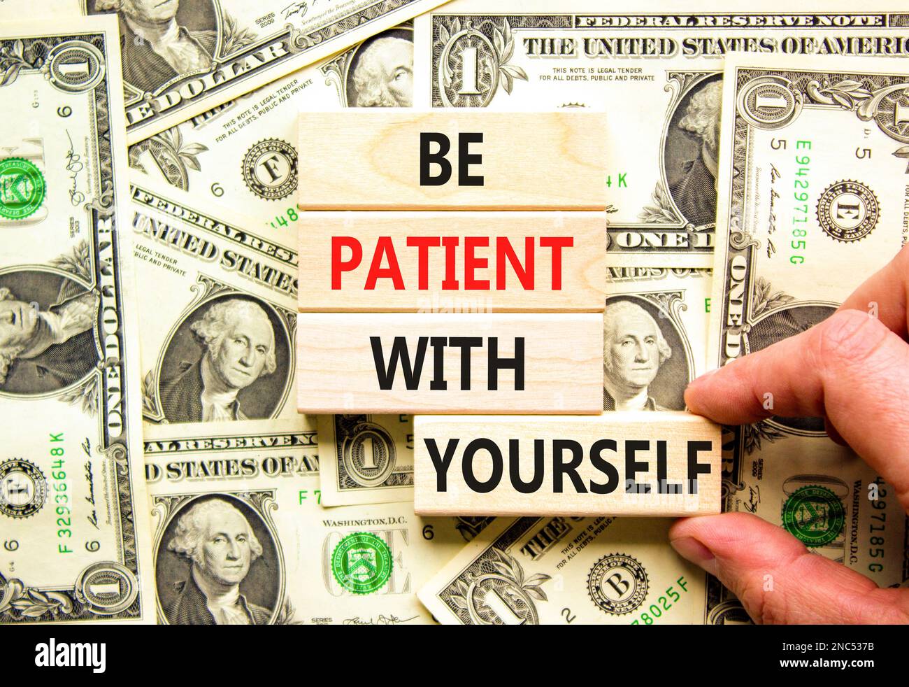 Patient with yourself symbol. Concept words Be patient with yourself on ...