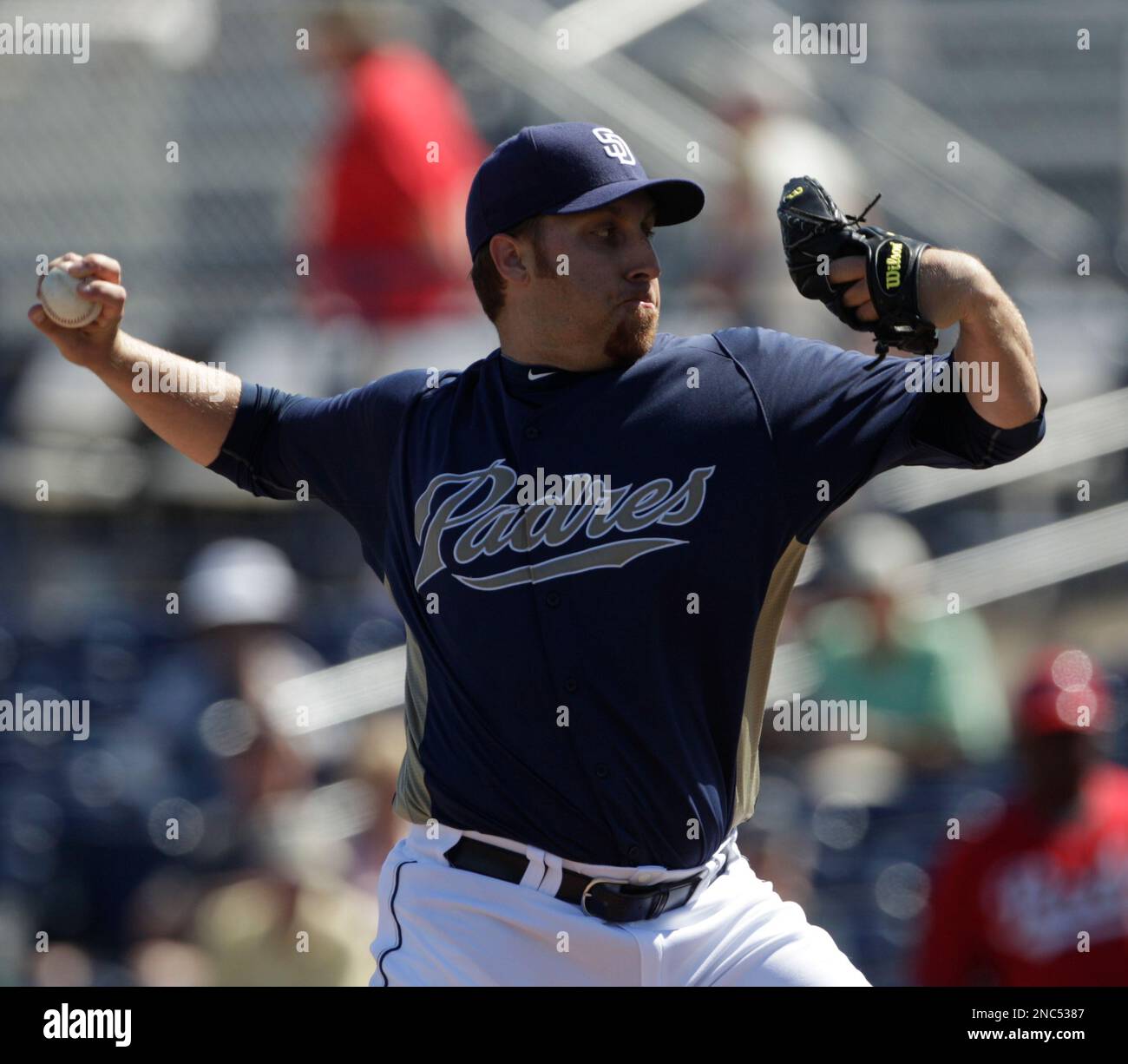 San Diego Padres starting pitcher Aaron Harang during a spring training ...