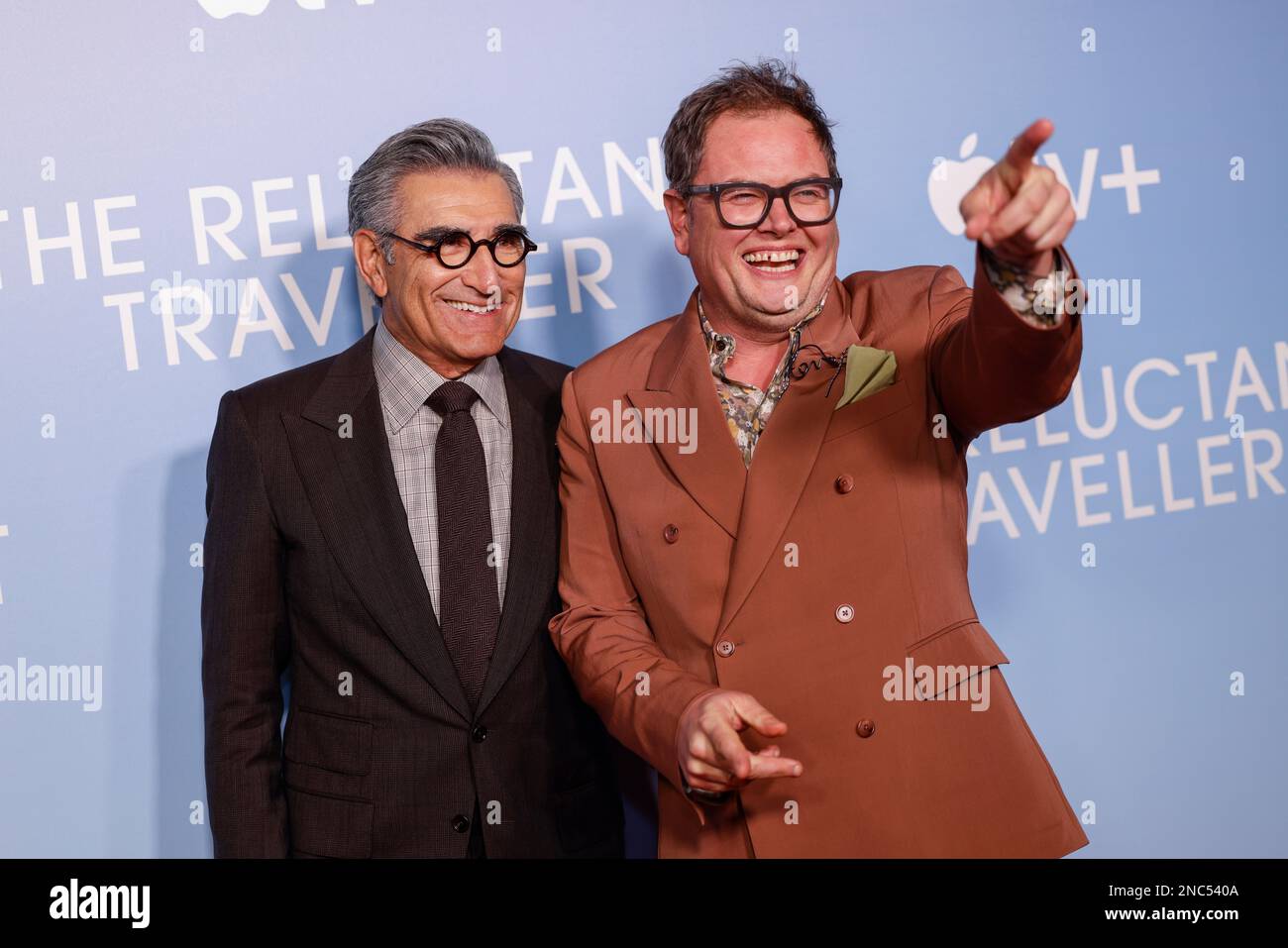 Eugene Levy, left, and Alan Carr pose for photographers upon arrival ...