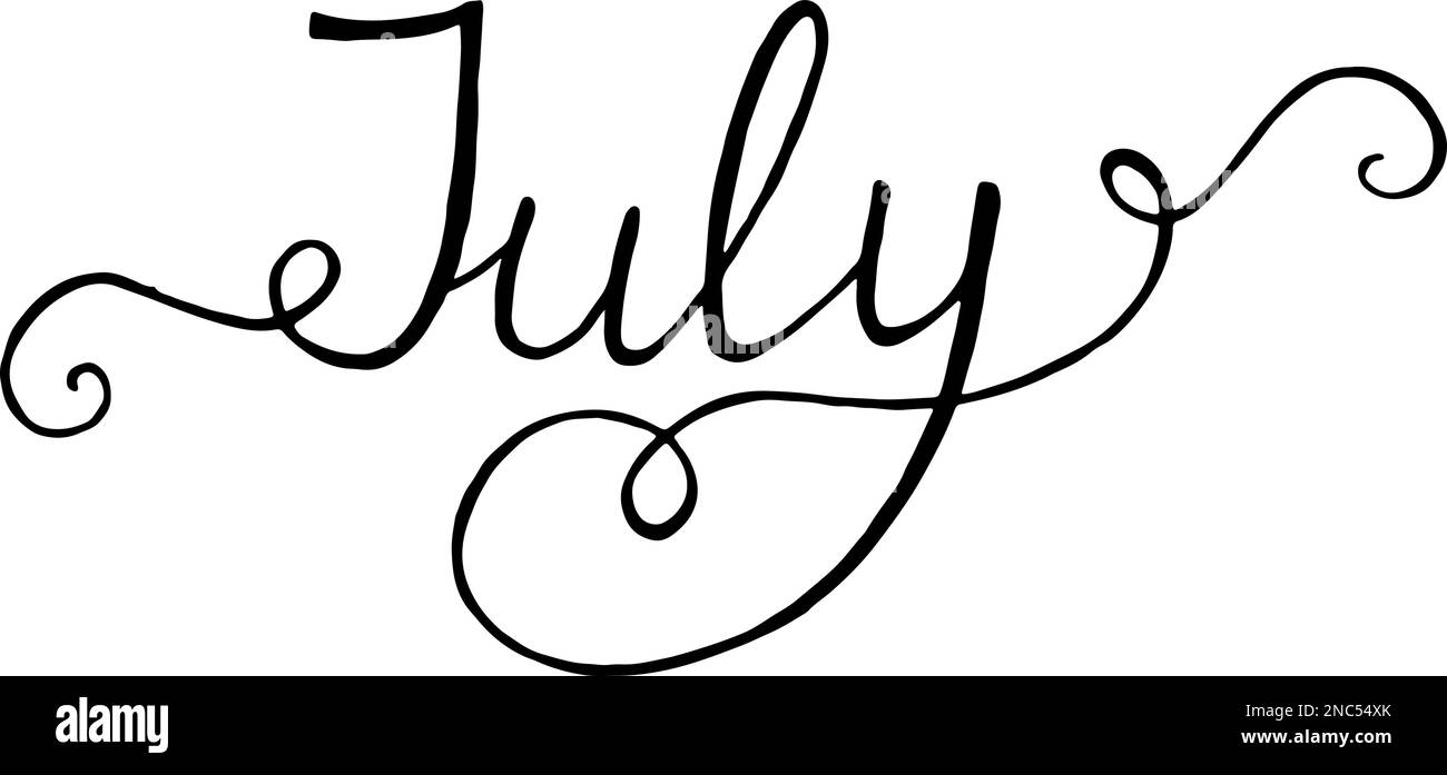 July - hand drawn lettering. Perfect brush typography for cards, poster ...