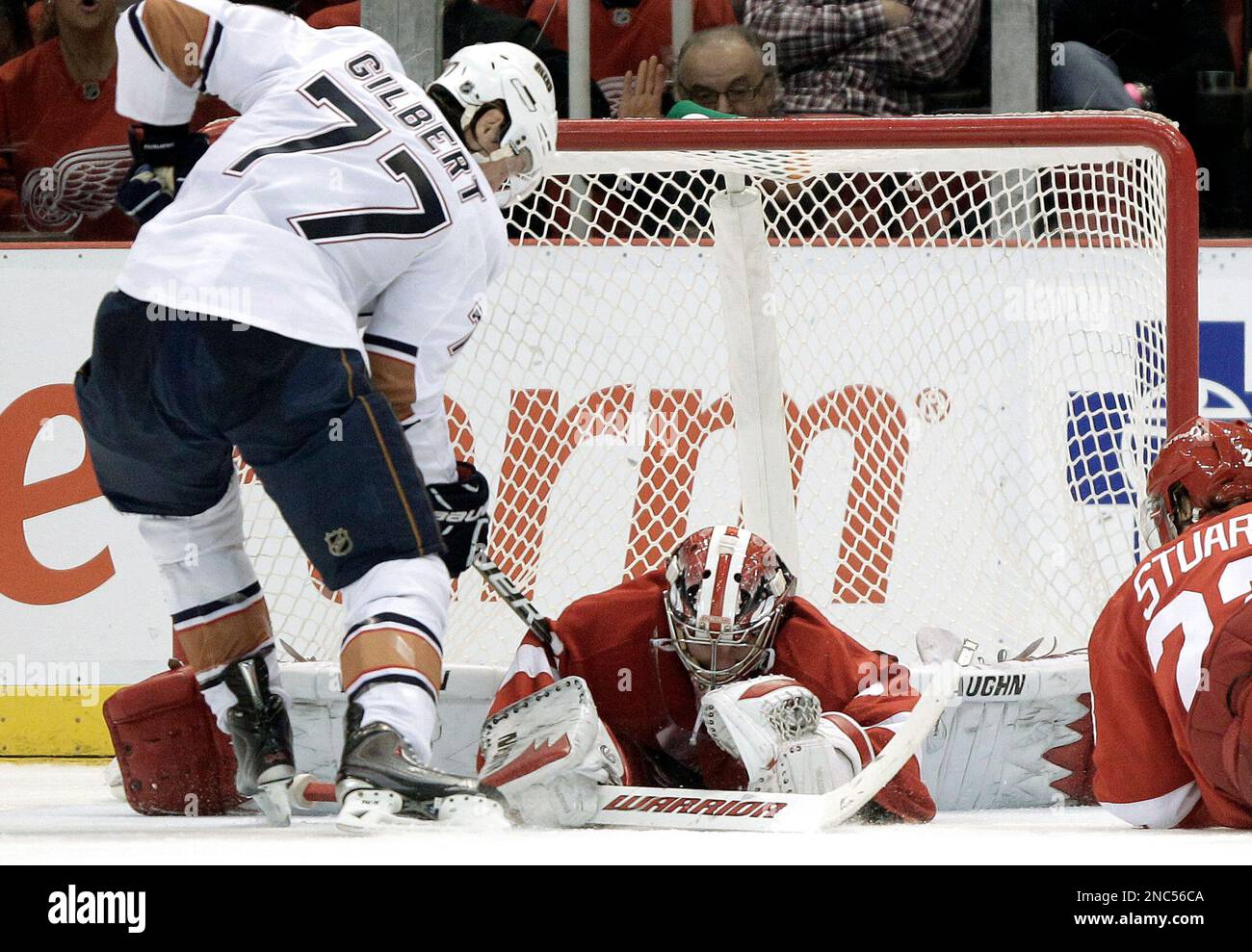 Detroit Red Wings goalie Jimmy Howard (35) stops shot by Edmonton ...