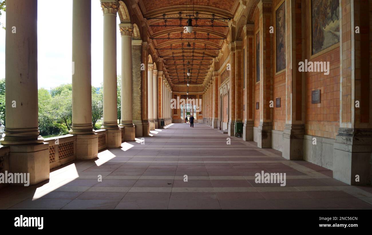 Open colonnade of the Trinkhalle, inner view, Baden-Baden, Germany ...
