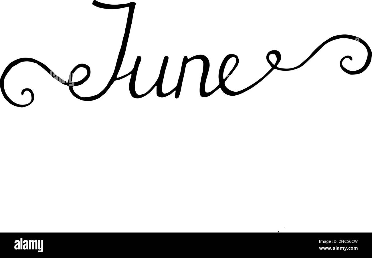 June lettering print. Summer minimalistic illustration. Isolated ...