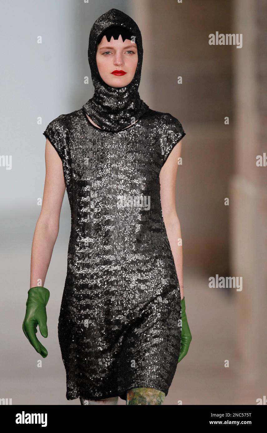 A model displays a creation by Portuguese designer Ana Salazar during ...