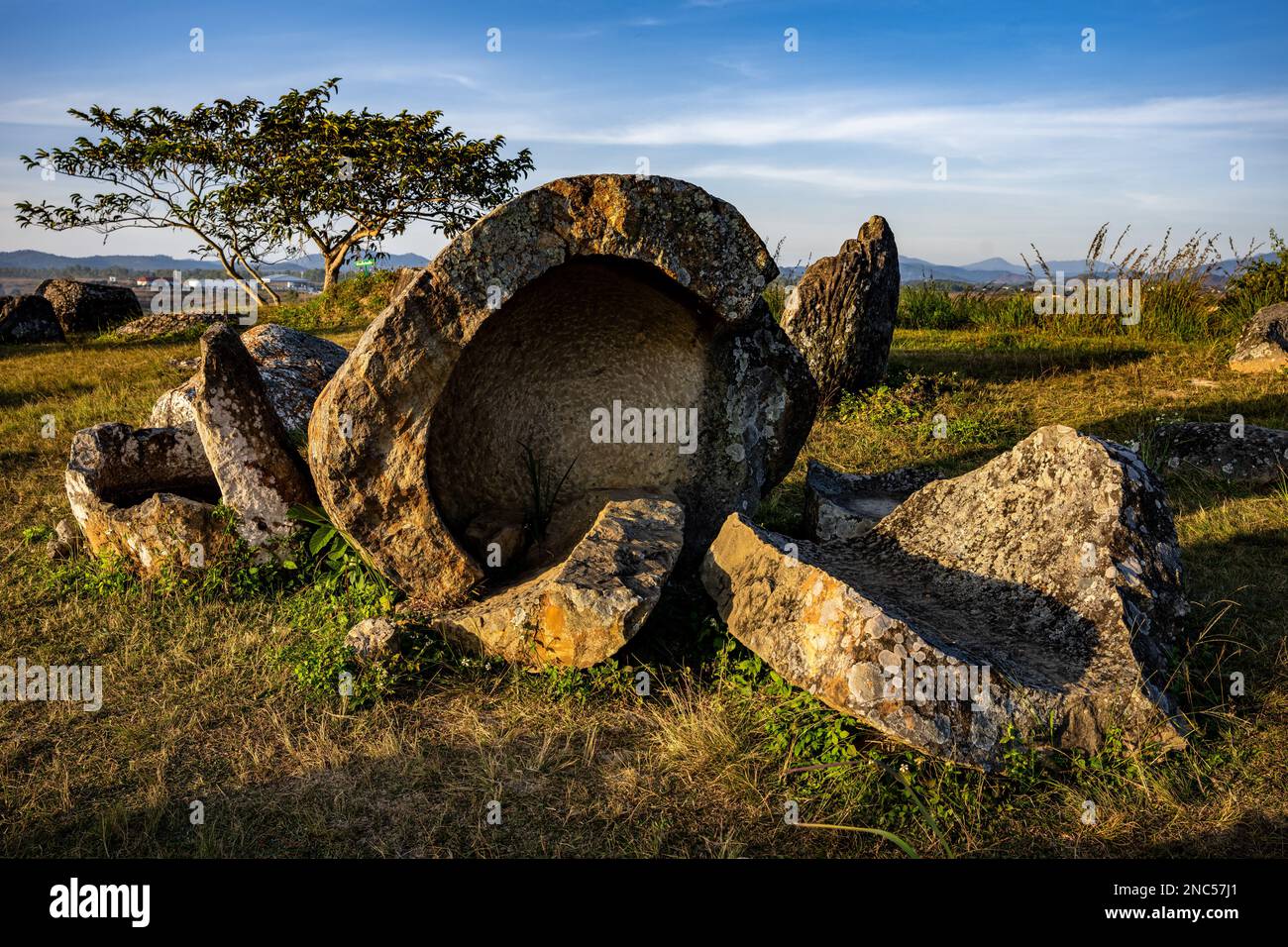 The Plain of Jars, a megalithic archaeological landscape in Laos. Xieng ...
