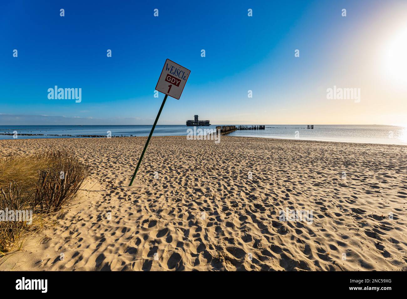 Gdynia, Poland - April 2022: First entrance to Babie Doly beach with ...