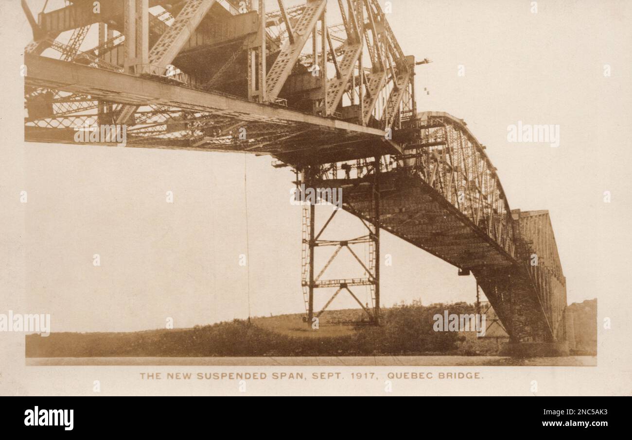 Quebec Bridge, the New Suspended Span, September 1917, Quebec Canada ...
