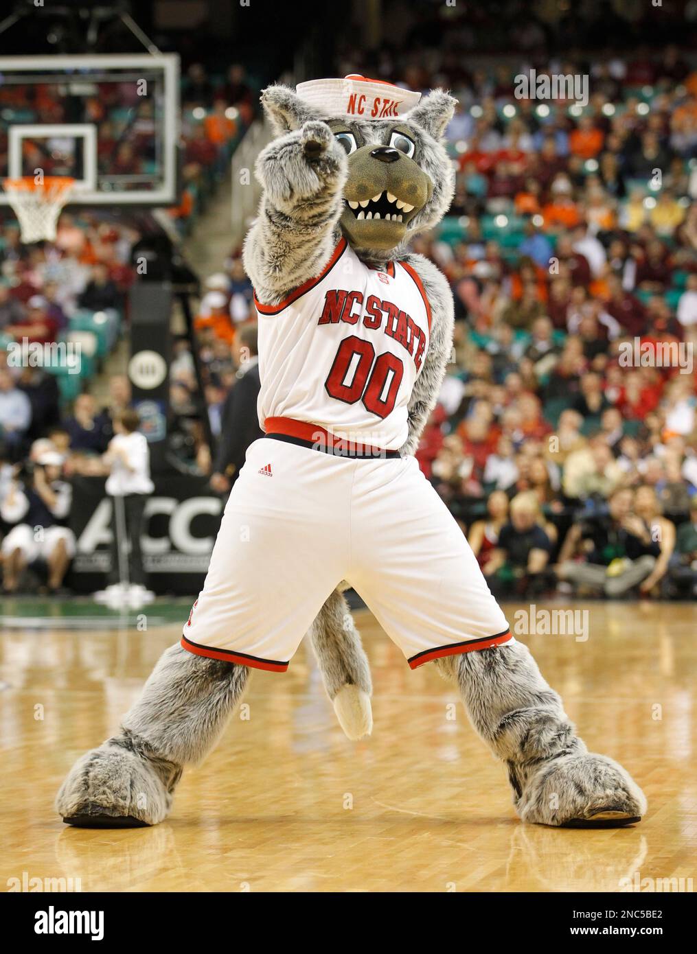 The North Carolina State mascot performs in the first half of an NCAA ...