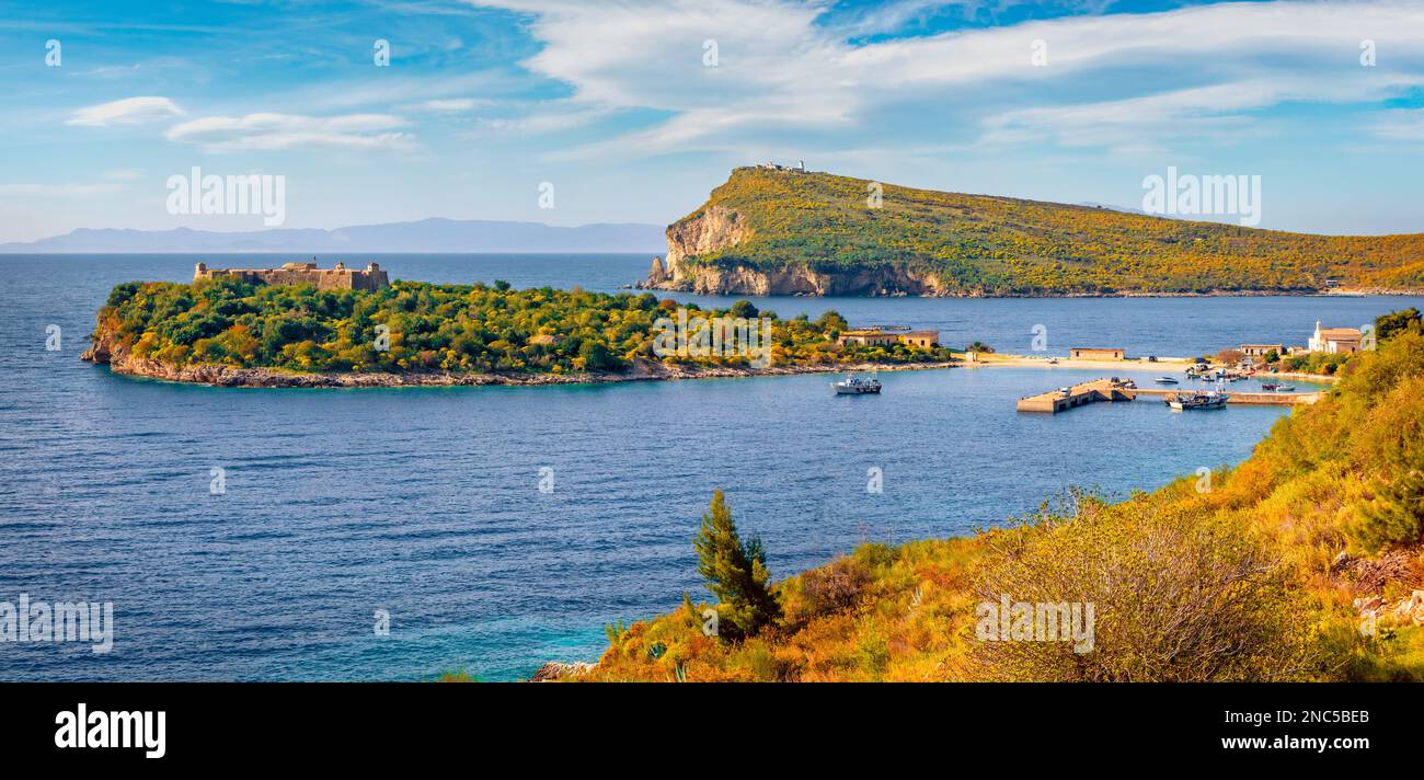 Panoramic summer view of Ali Pasha Tepelena Fortress. Wonderful morning ...