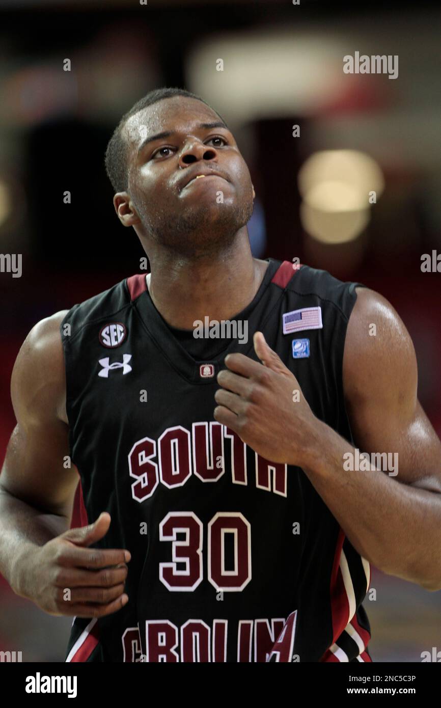 South Carolina forward Lakeem Jackson (30) walks off the court after an ...