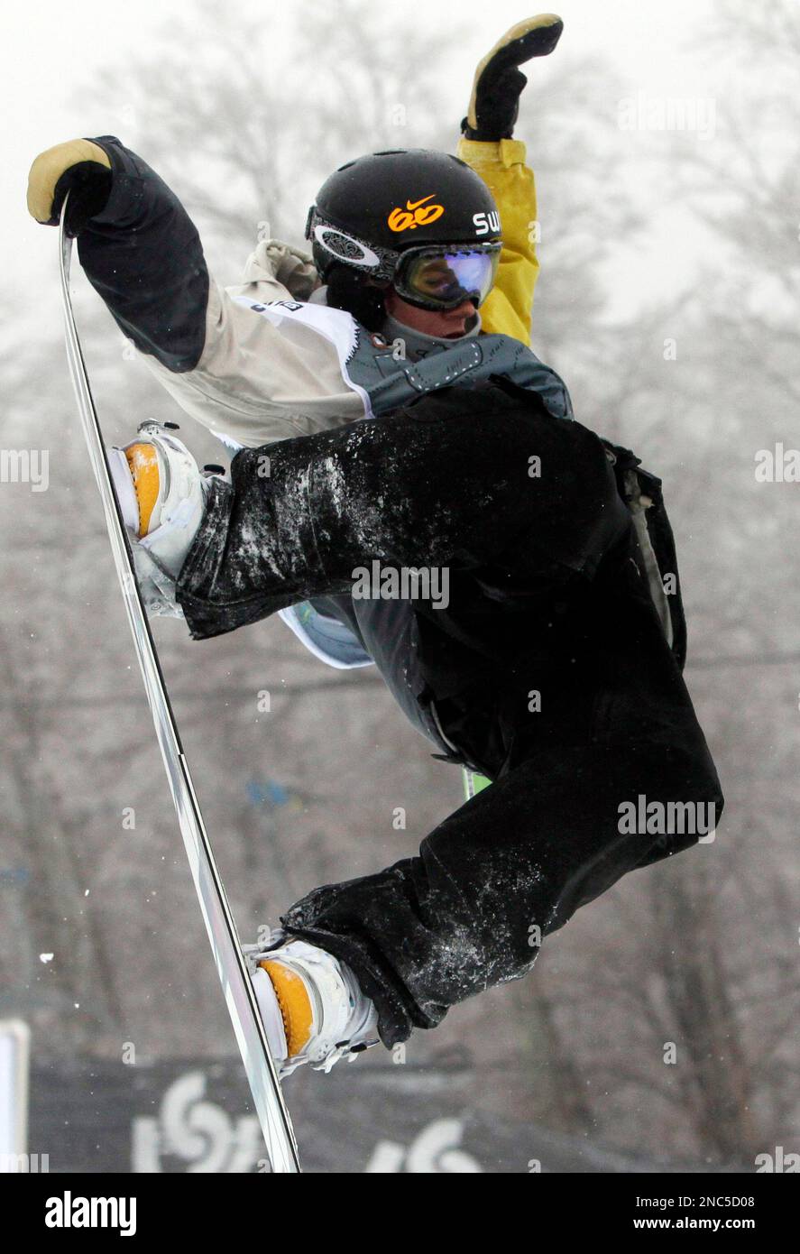 Jan Scherrer of Switzerland, competes in the men's halfpipe semifinals ...