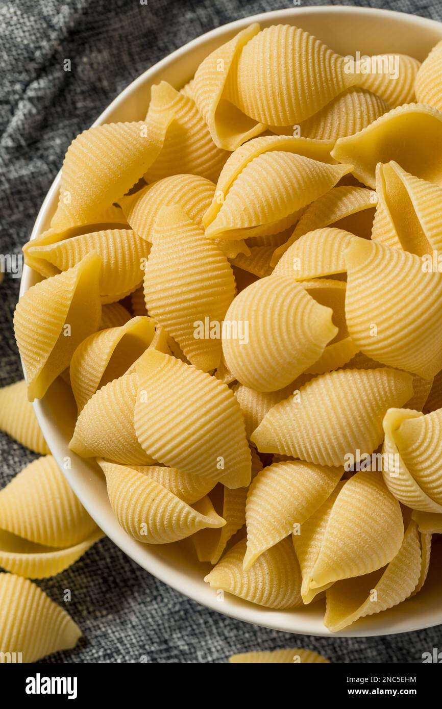 Homemade Dry Raw Conchiglie Pasta Ready to Cook Stock Photo - Alamy