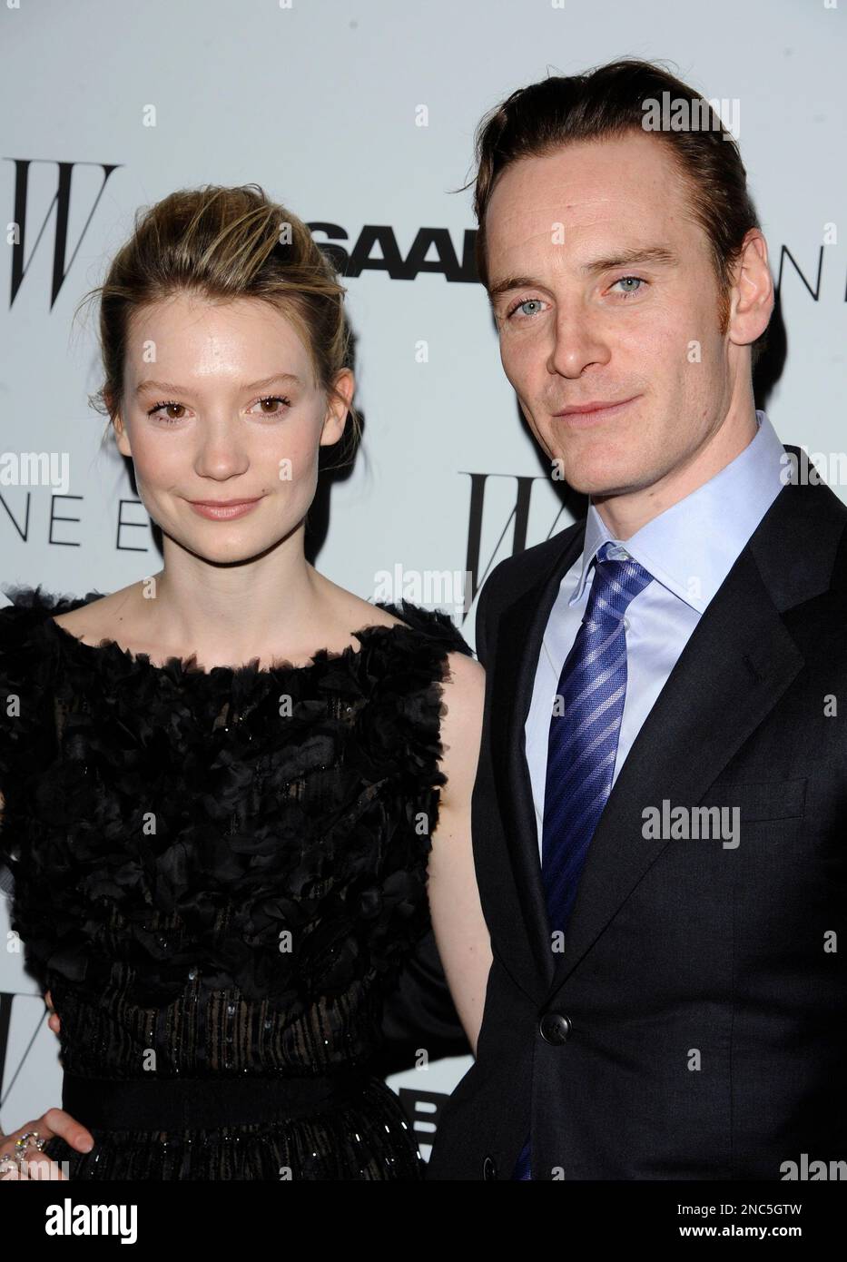 Actors Mia Wasikowska and Michael Fassbender attend the premiere of ...