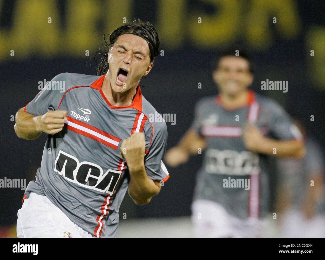Leandro Gonzalez of Argentina's Estudiantes celebrates after scoring ...
