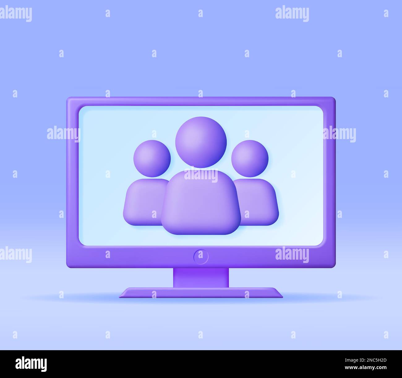 3D Simple Group User Icon in Computer. Render Group Profile Photo ...