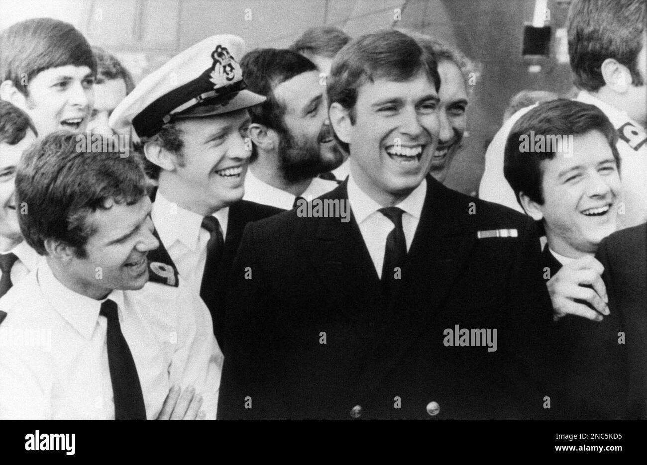 Prince Andrew and colleagues from 820 Naval Air Squadron aboard the ...