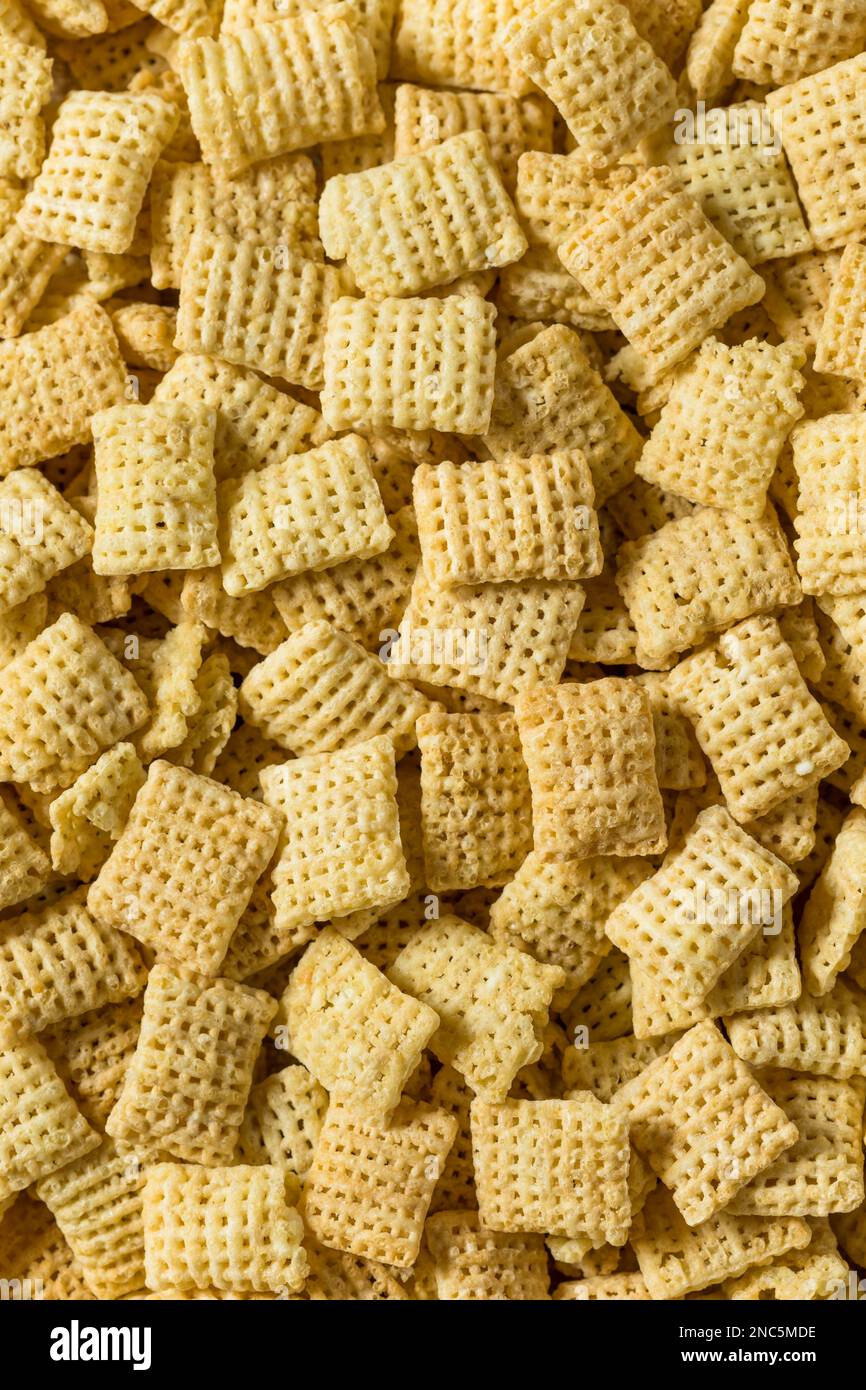 Homemade Puffed Square Rice Cereal for Breakfast in a Bowl Stock Photo ...