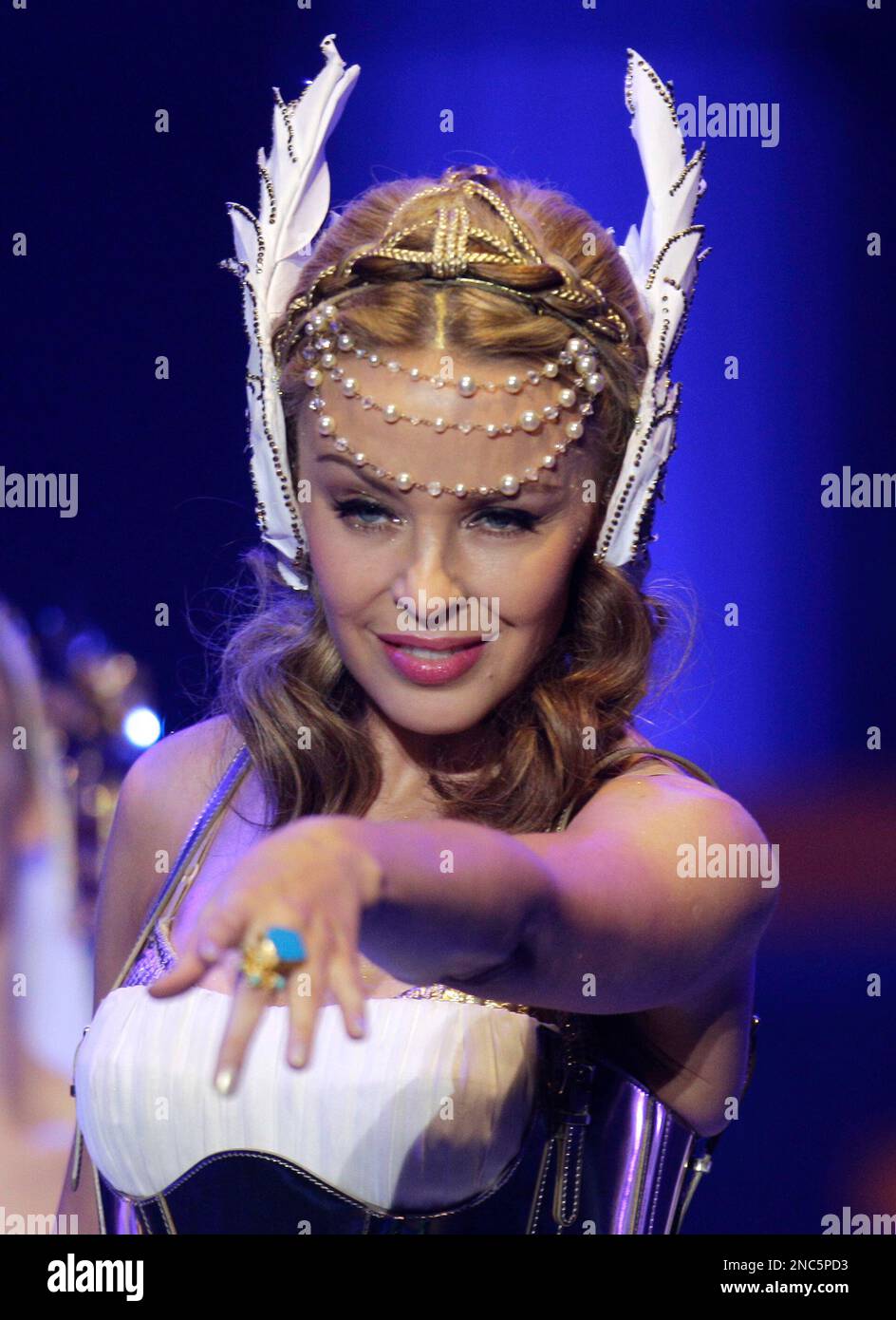 Australian pop singer Kylie Minogue performs during her Aphrodite Tour ...