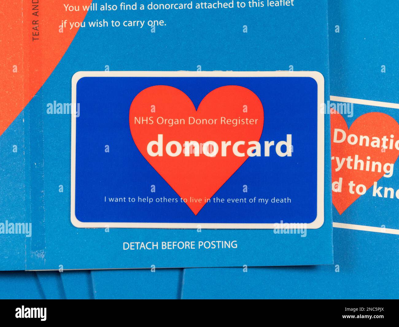 The Donor Card inside a NHS Organ Donor Card leaflet from 2001, UK Stock Photo - Alamy