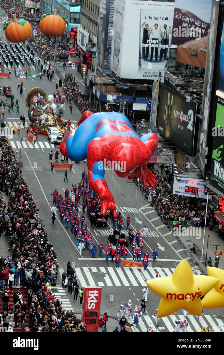 In this file photo of Nov. 26, 2009, the Spider Man balloon floats ...