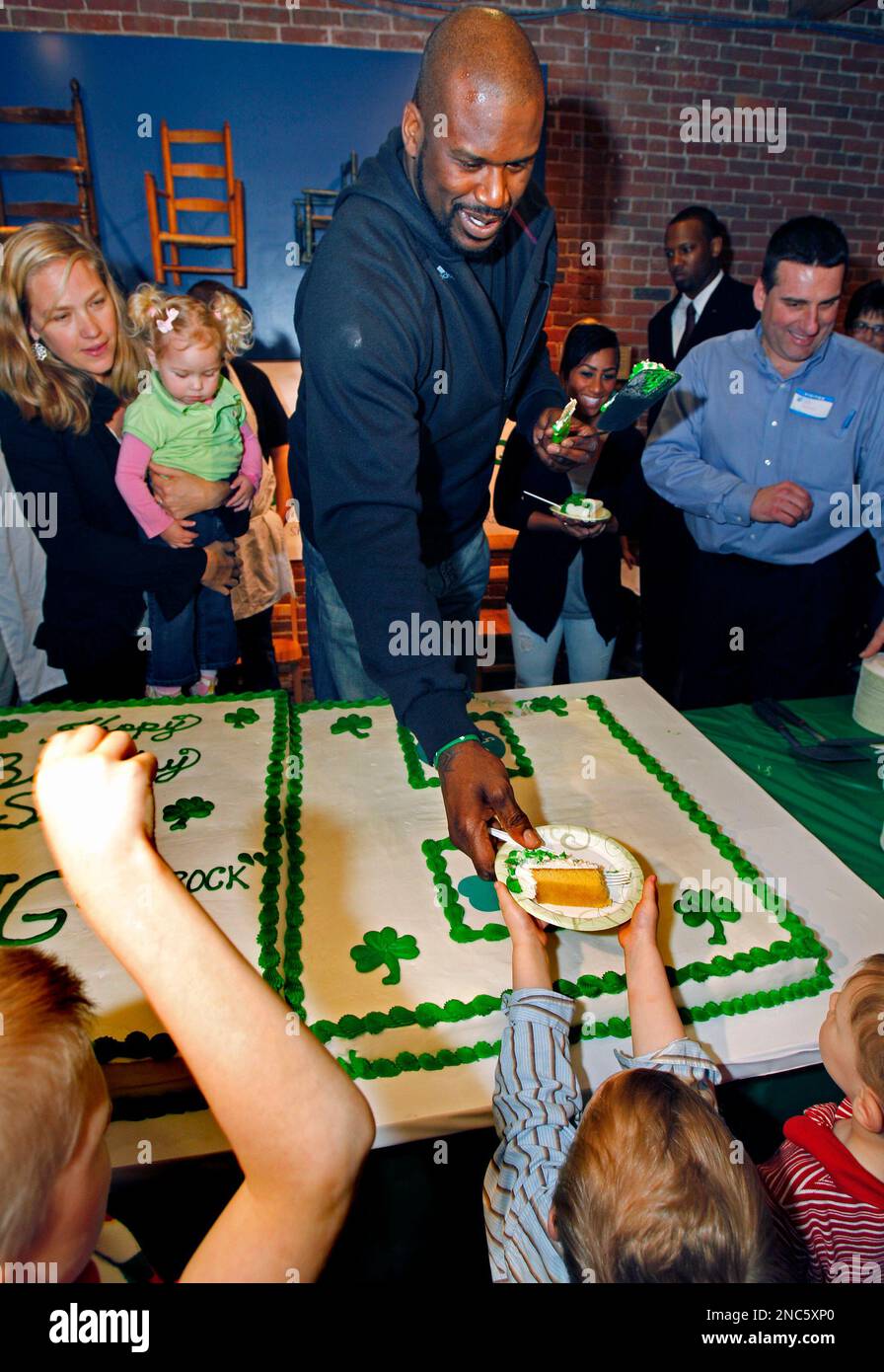 Boston Celtics NBA basketball star Shaquille O'Neal hands out birthday ...