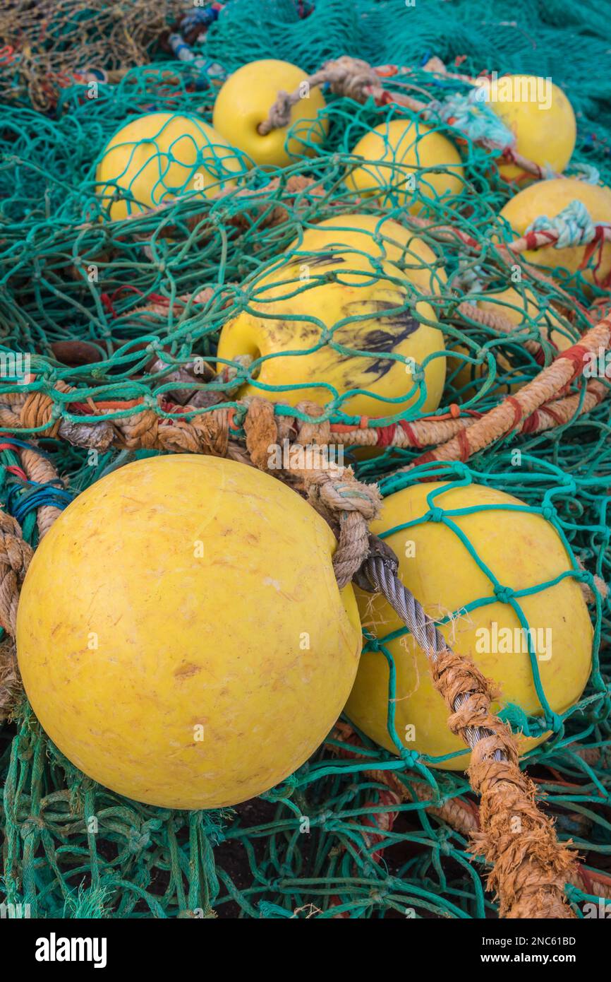detail of a weathered trawler fishing net Stock Photo - Alamy