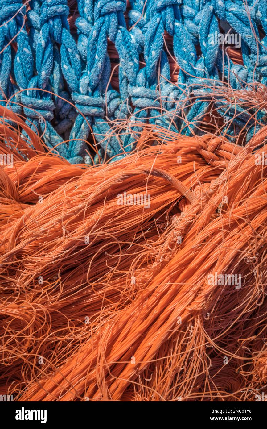 detail of a weathered trawler fishing net Stock Photo - Alamy