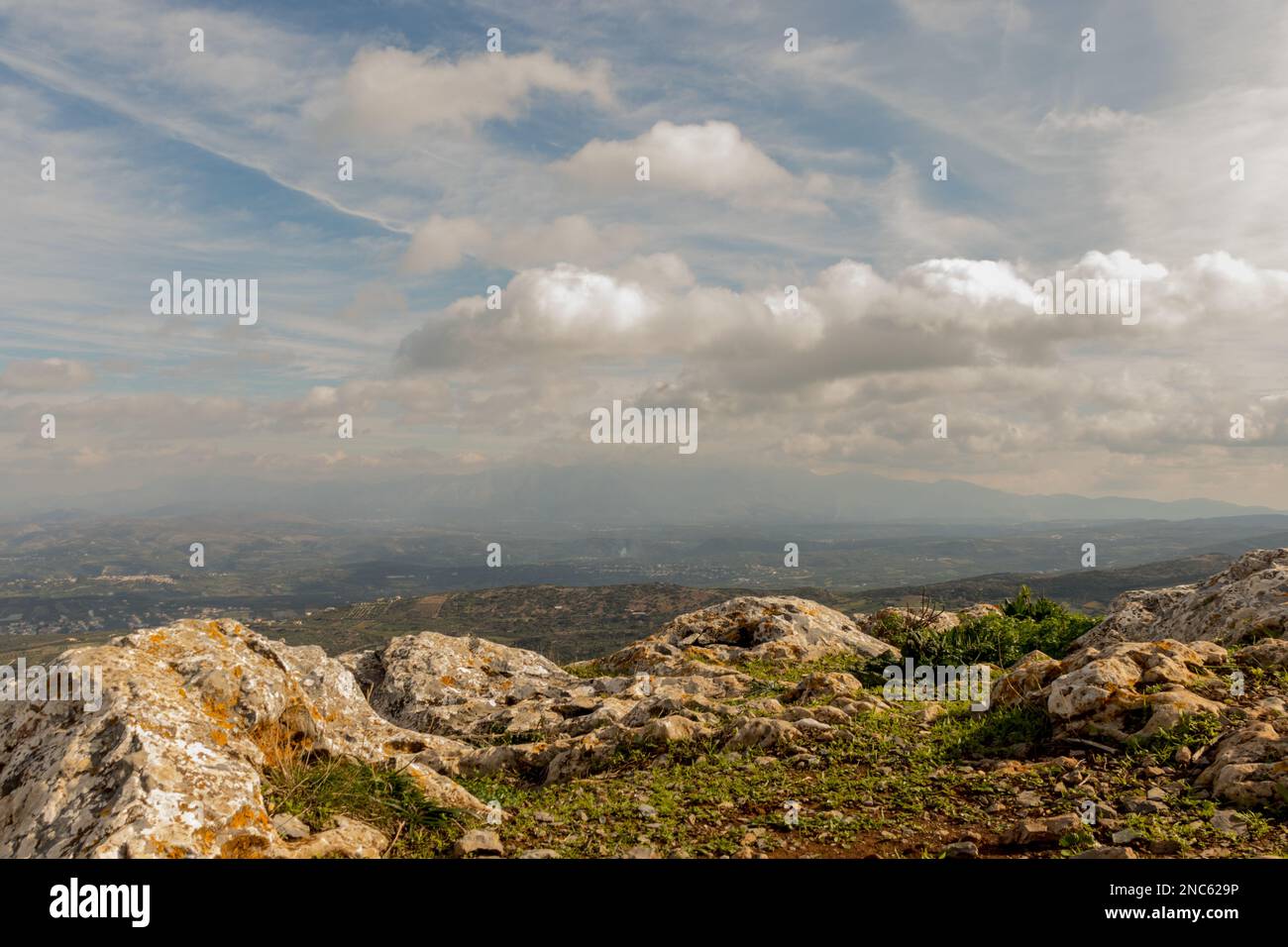 Landscape image of the countryside in Crete. A sunny day in December ...