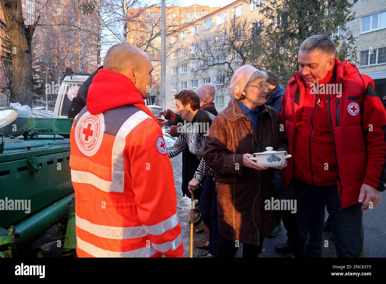 KHARKIV, UKRAINE - FEBRUARY 14, 2023 - Volunteers of the Ukrainian Red ...