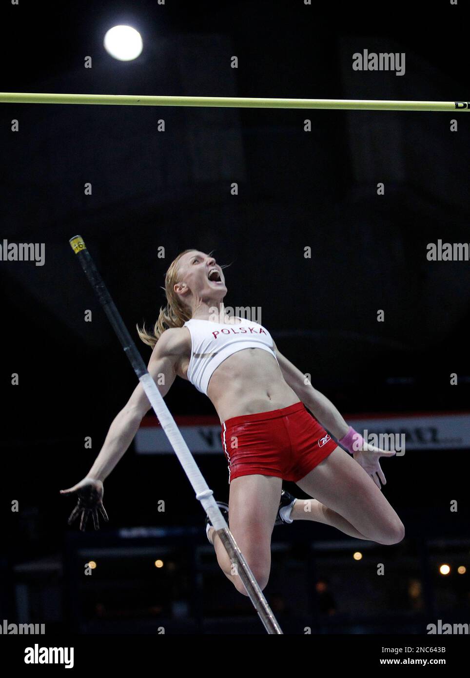 Poland's Anna Rogowska clears the bar in the final of the Women's pole ...